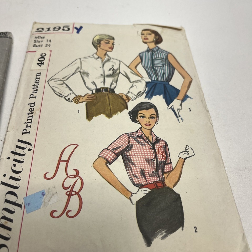 Lot 3 Vintage 1950 Simple Sewing Patterns Sew Rite Dress Blouse ...