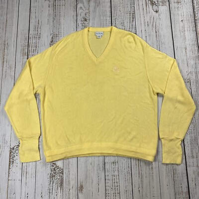VTG IZOD YELLOW CARDIGAN SWEATER BIG 2X 2XL XXL MADE IN USA MENS ...