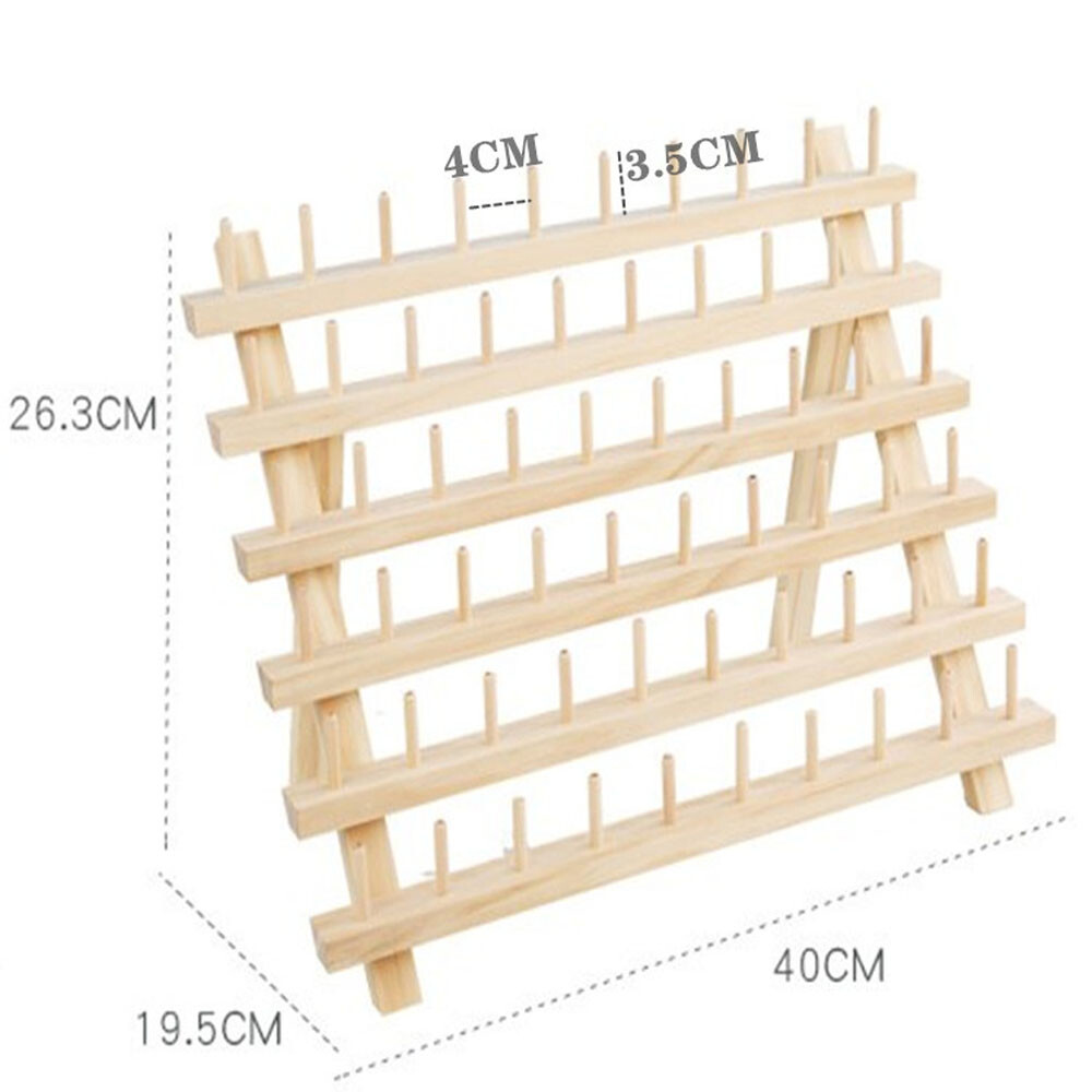 60 Spools Wood Sewing Thread Rack Stand Organizer Embroidery Storage ...
