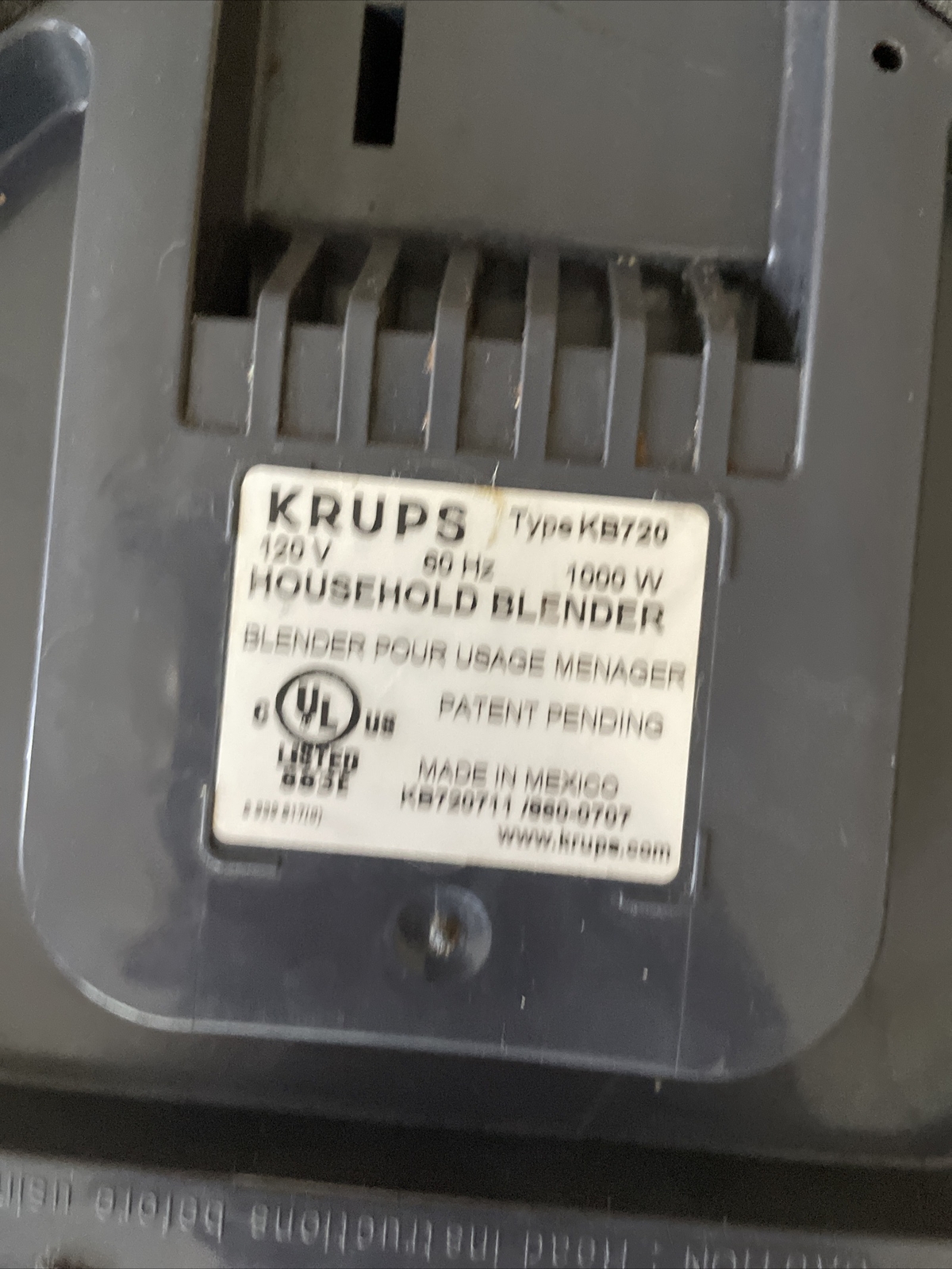 Krups KB720 1000 Watt 5-Speed Blender Pulser Ice Crusher 60oz Glass Jar ...