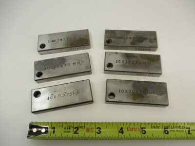 (6) MATCHED Steel Parallels, Blocks, Parallel Block, 10 mm x 30 mm x 75 ...