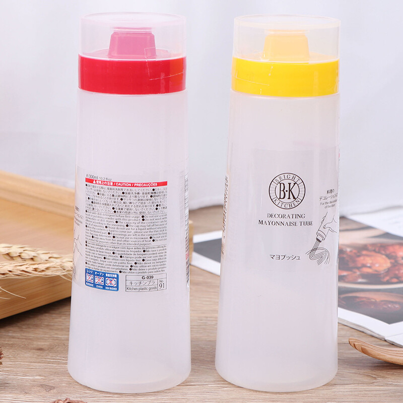 4 Holes 300ml Sauce Bottle Resin Ketchup Oil Squeeze Dispenser Cruet ...