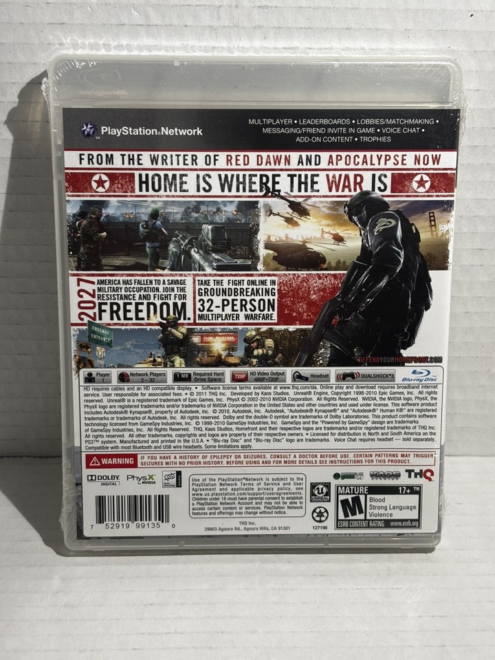 Homefront (Sony PlayStation 3, 2011) PS3 Game NEW & SEALED 752919991350 ...