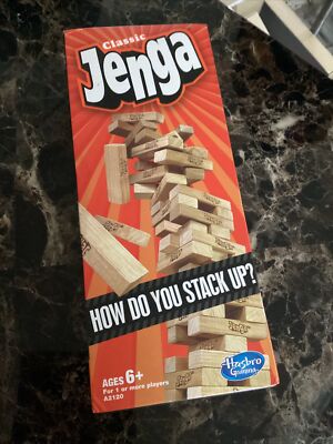 Classic Jenga Game With Genuine Hardwood Hasbro A2120 Ages 6 885933460875| eBay