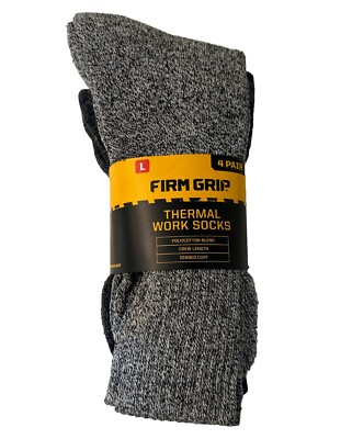 Men's Large Thermal Poly/Cotton Work Socks Construction 4 Pair | eBay