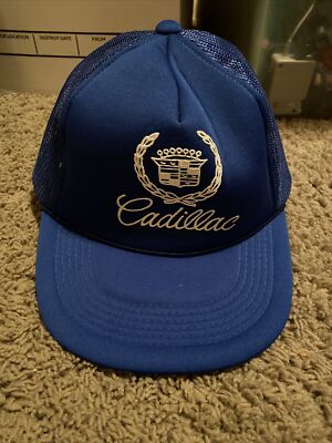 Vtg Cadillac SnapBack Blue Trucker Mess Hat | eBay