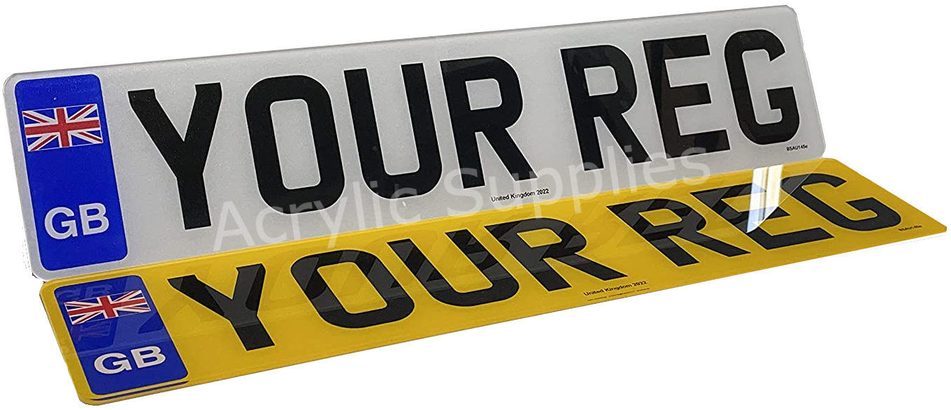 PREMIUM Car Registration Number Plates - 2D/3D/4D - EV/UK/GB - FRONT ...