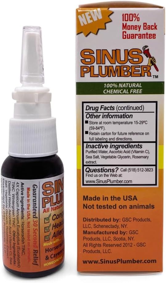 3 Pack - Sinus Plumber Pepper Nasal Spray For Allergies, Congestion ...