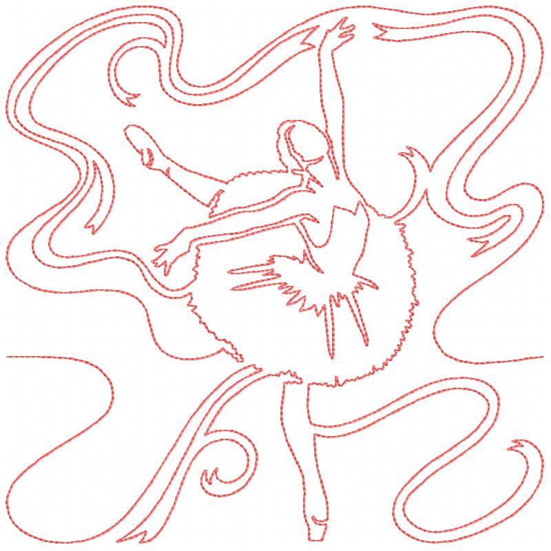 Continuous Line Ballet Blocks 12 Machine Embroidery Designs Quilt Block ...