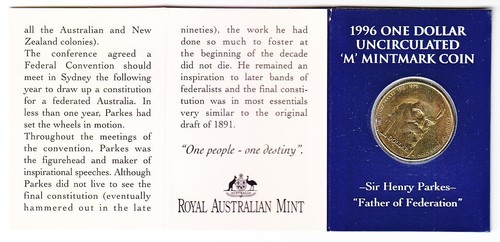 1996 Australia Sir Henry Parkes $1 Coin - Melbourne 'M' Mintmark | eBay