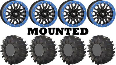 Kit 4 Interco Aqua Torque 28x10-14 on HL23 Beadlock Matte Black Blue ...