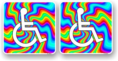 2pcs Funky Psychedelic Rainbow Disabled Blue Badge Disability car ...