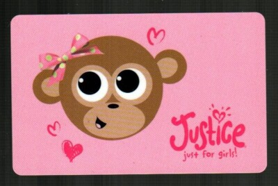 JUSTICE Girl Monkey, Just for Girls ( 2007 ) Gift Card ( $0 ) | eBay