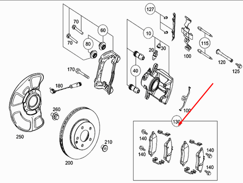 MERCEDES-BENZ E-CLASS W212 Front Brake Pad Set A0074207320 NEW GENUINE ...
