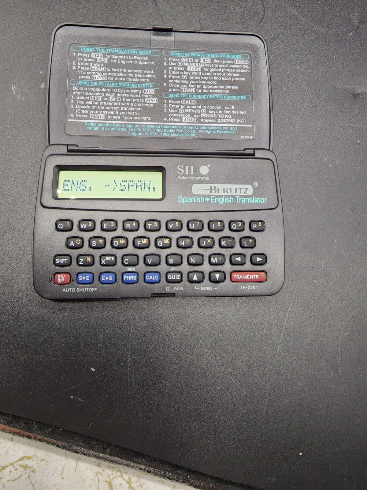 Berlitz Seiko Instruments SII Spanish - English Translator TR-2800 | eBay