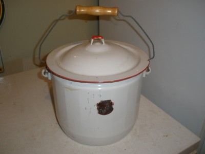 Vintage Combinet Enamel White Red Trim Diaper Pail w/ Lid | eBay