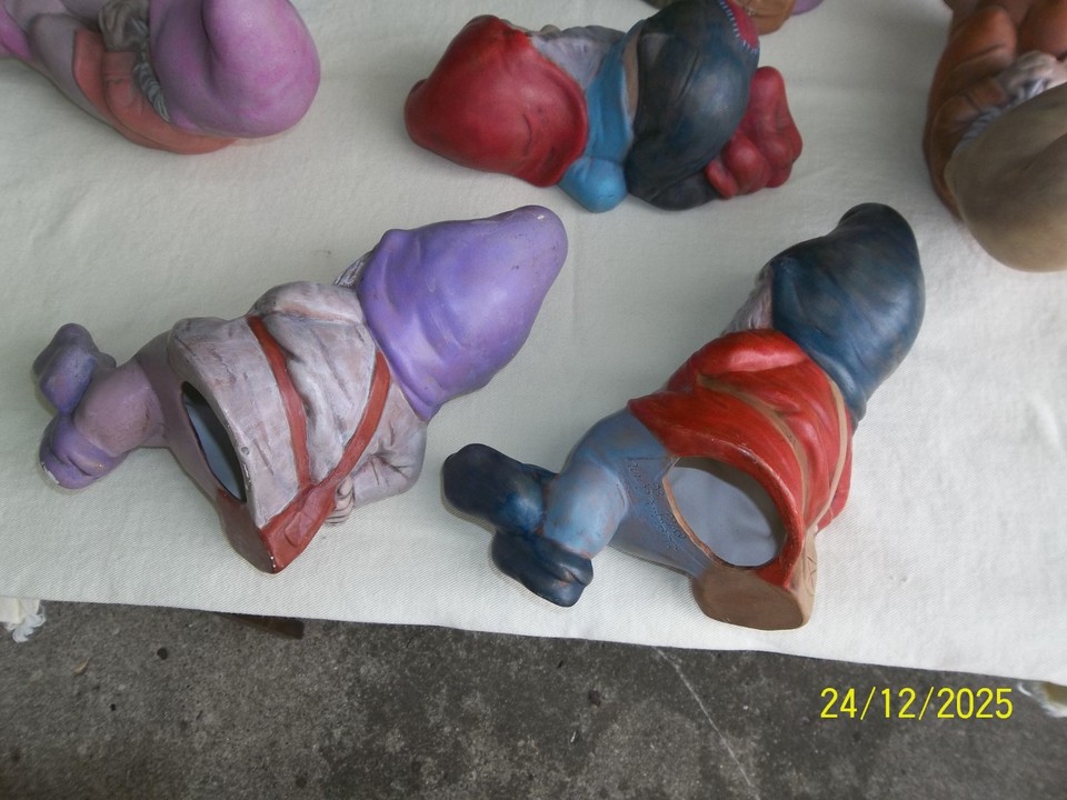 Vintage Shelf Sitting Ceramic Garden Gnome Hand Painted Dwarf Elf ...