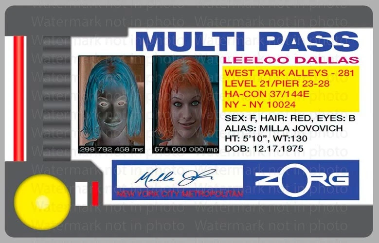 Milla Jovovich Fifth Element Multipass