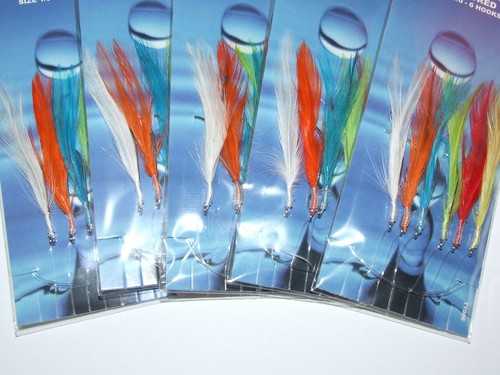 5 x Mackerel Cod Feathers Sea Fishing Rig 6 Hook size 2/0 Fladen | eBay