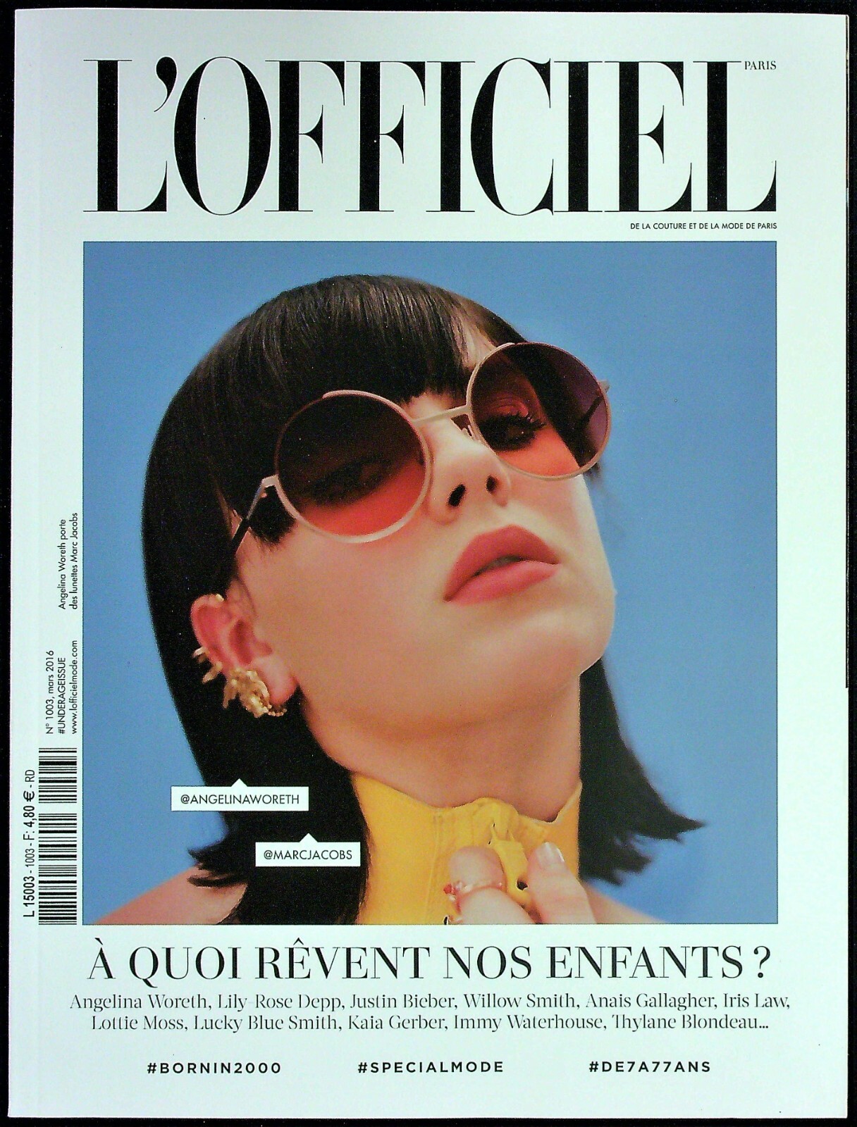 L'OFFICIEL 3/2016 ANGELINA WORETH Lottie Moss ANAIS GALLAGHER Justin ...