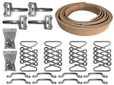 Vintage Leather Hot Rod Hood Strap Aftermarket Stainless Steel Hardware ...