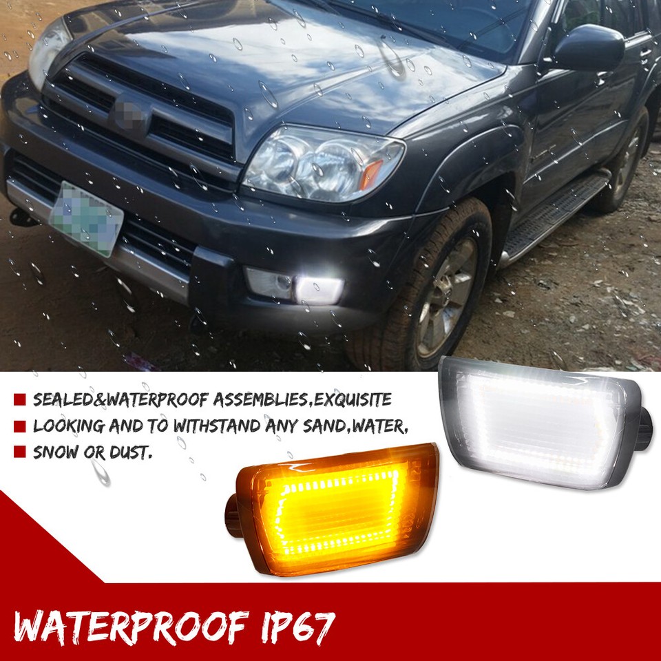 Clear Switchback LED Front Bumper Turn Signal Lights For 2003-05 Toyota ...