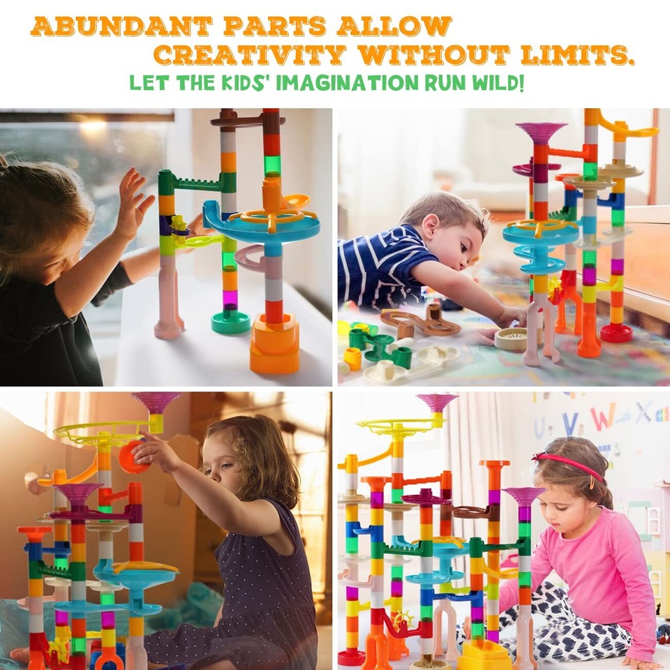 Marble Run 166pcs Marble Maze Building Block Toys For Kids Stem ...