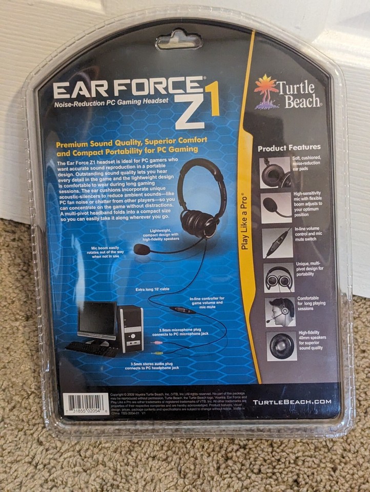 Turtle Beach Ear Force Z1 Noise Reduction PC Gaming Headset Headphones ...