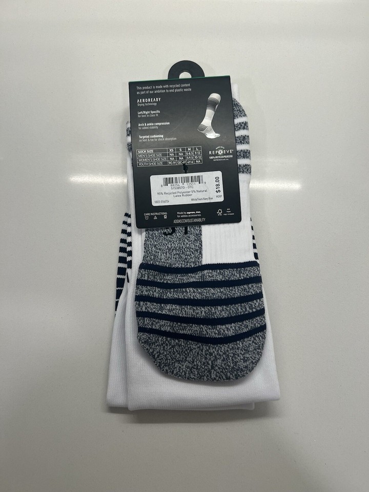 Adidas Soccer Team Speed Soccer Socks White Gray Blue Size L Men’s 9-13 ...