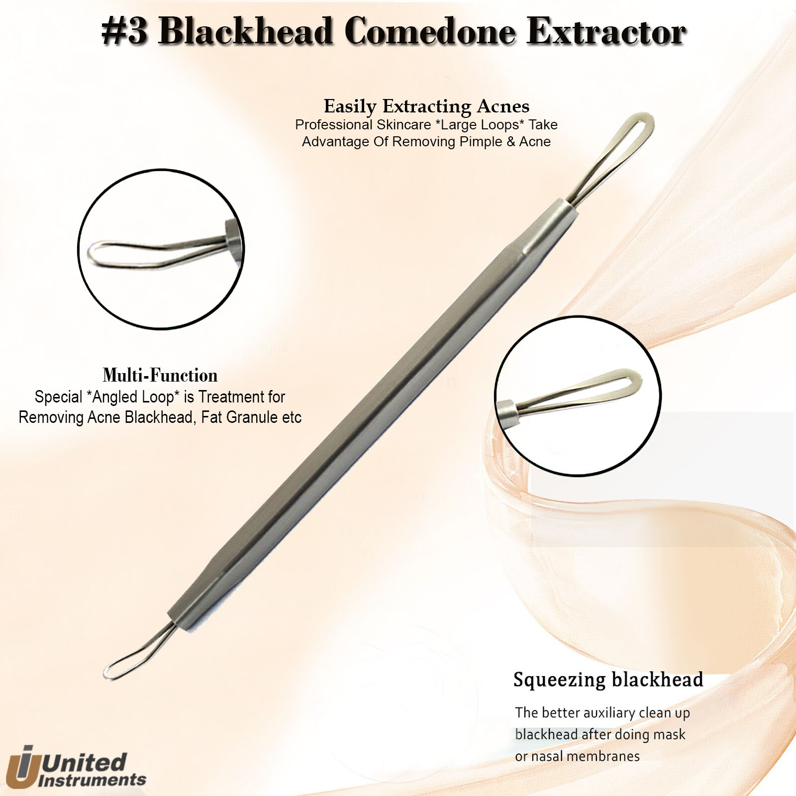 Blackhead Removal Loops Double End Facial Comedone Extractor Blackhead ...