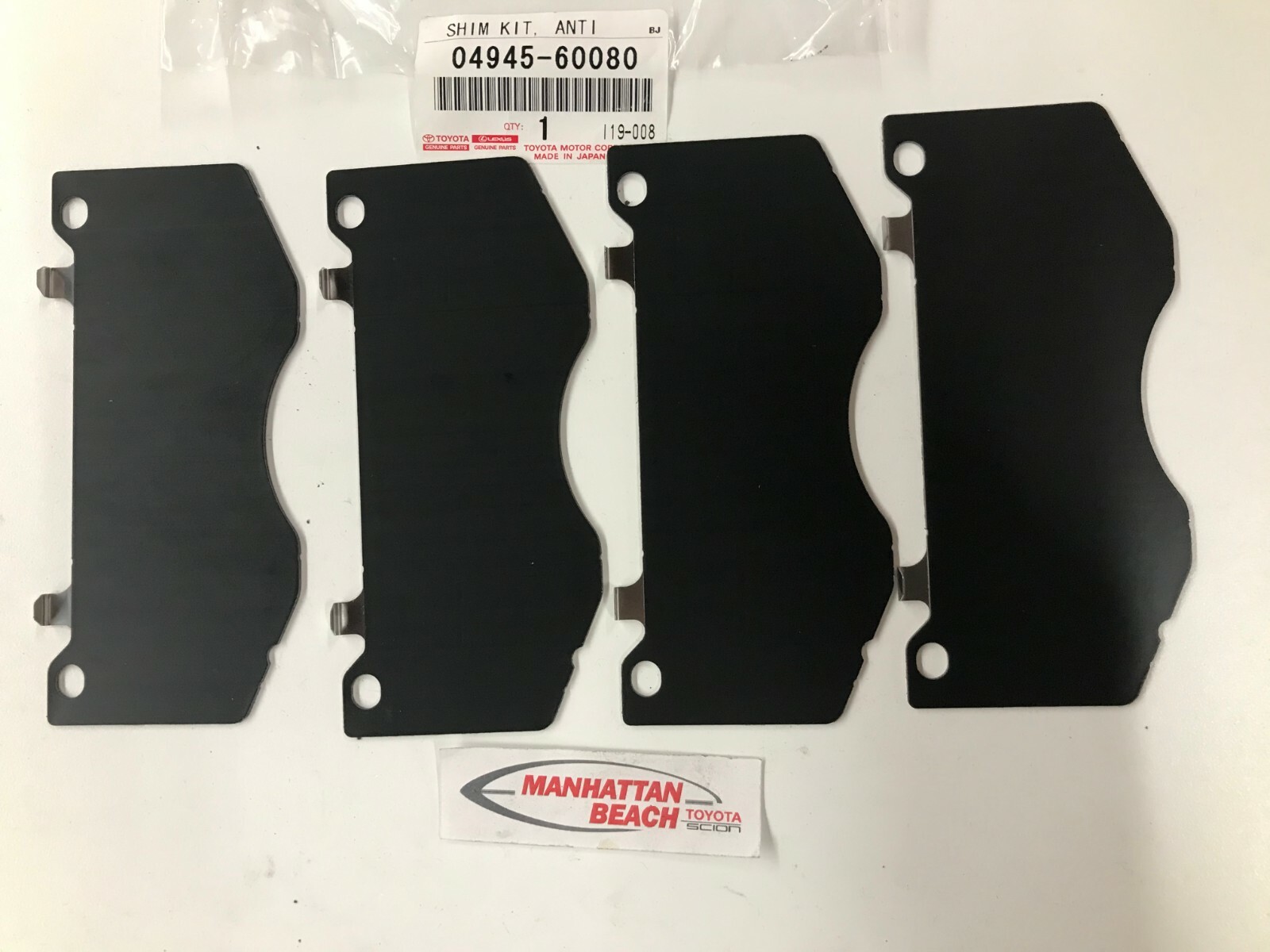 Genuine Toyota FRONT Disc Brake Shim Kit 04945-60080 | eBay