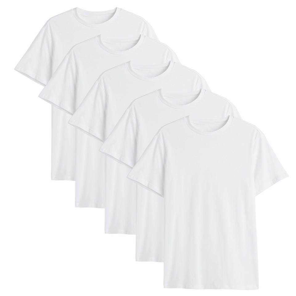Mens Multipack T Shirts 3 & 5 Pack Cotton Plain Short Sleeve Round Crew ...