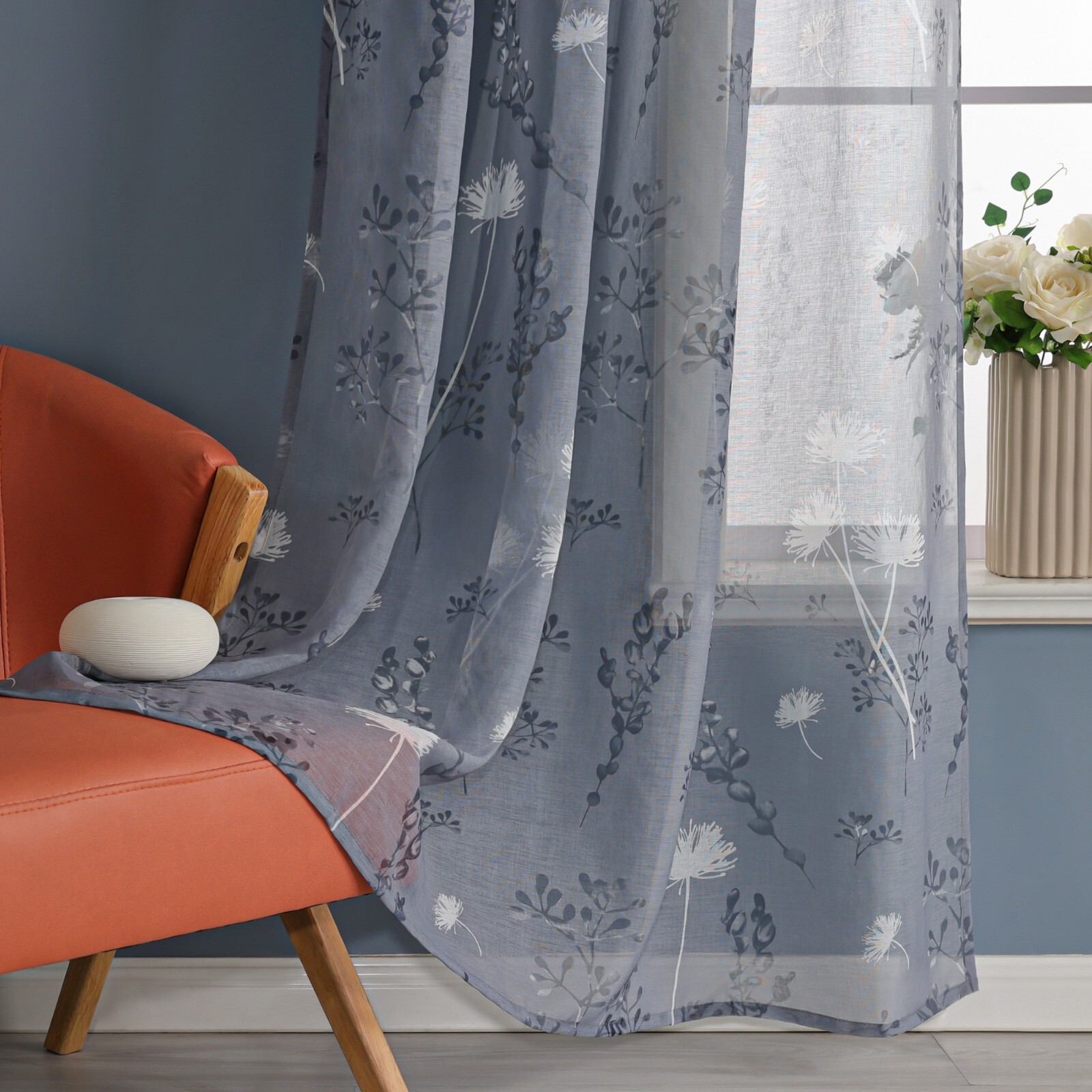 Curtains Window Sheer Floral Net Curtains Ready Made Eyelets Panel | eBay