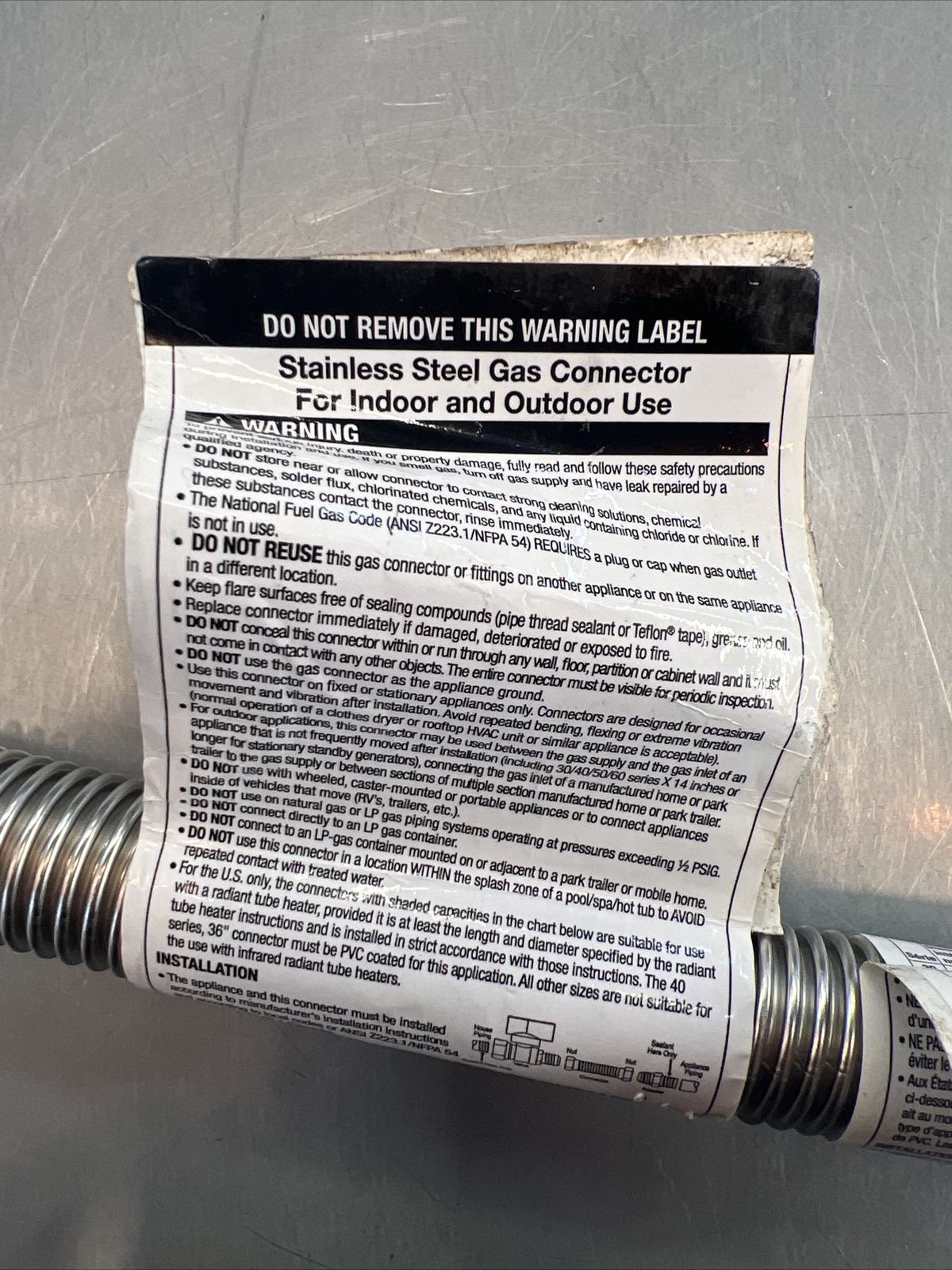 Dormont Stainless Steel Gas Connector 3/4” #0L4836A | eBay