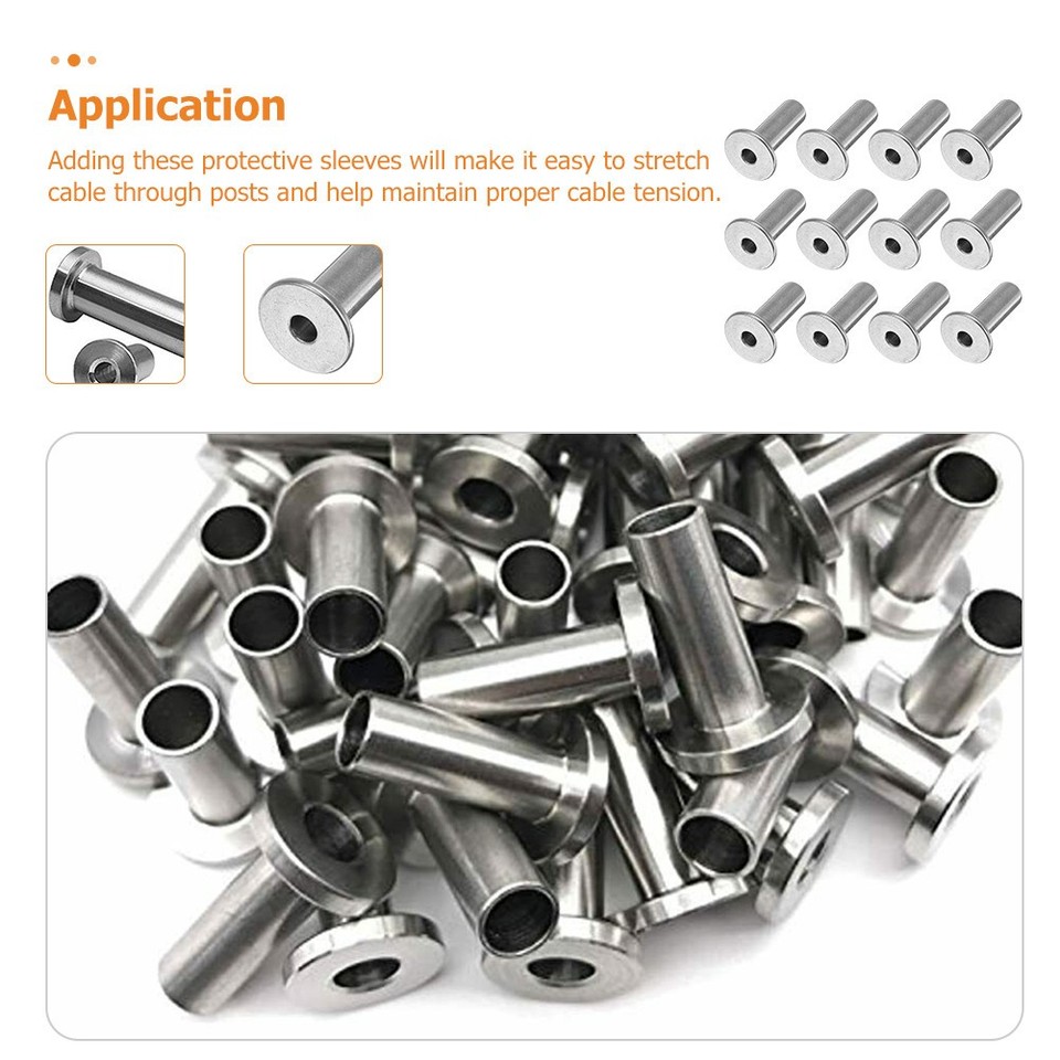 20 Pcs Balustrade Cable Sleeve Railing Inserts Wire Rope Protective ...