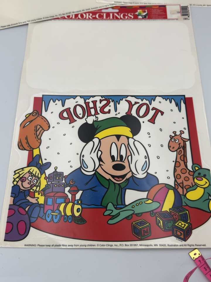 Set Of 3 Vintage Disney Mickey Mouse & Friends Christmas Window Clings ...