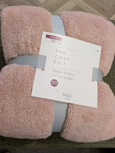 Single Teddy Fleece Fitted Sheet Pink Fluffy M&S | eBay UK