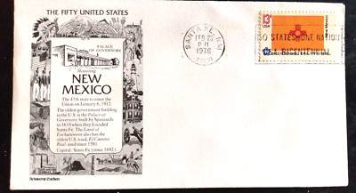 NEW MEXICO STATE FLAG SANTA FE CANCEL 1976 ARISTOCRAT CACHET FDC VF ...