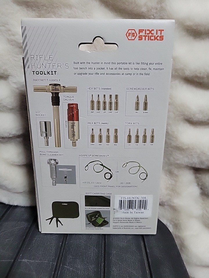 FIX IT STICKS 30cal Rifle Hunter's Toolkit with Hoppe's Bore Snake FIS ...