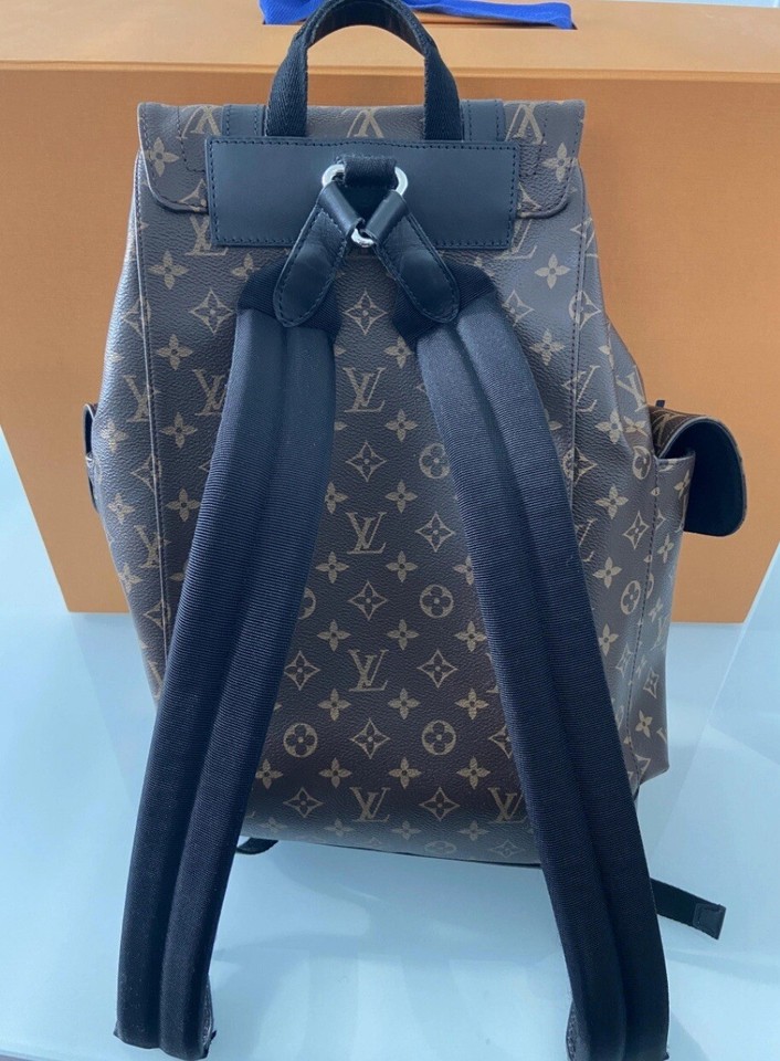 LOUIS VUITTON Christopher Monogram Macassar Canvas Backpack Bag Brown ...