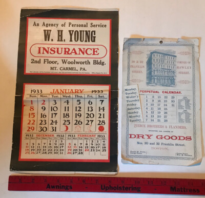 Vintage 1933 & 1860 Advertising Calendars Lot Of 2 | eBay