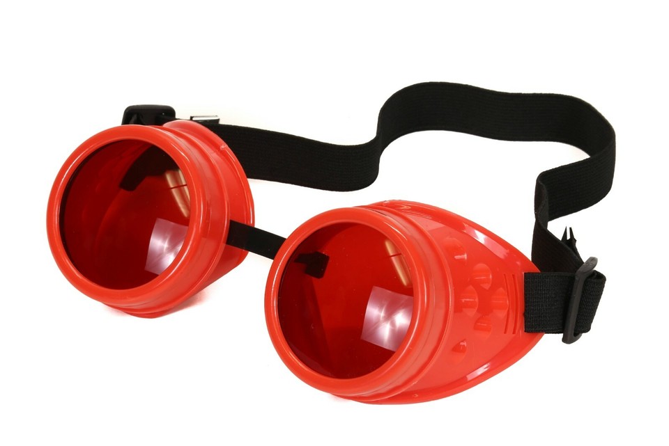 Red Lens Victorian Steampunk Goggles Glasses Welding Cyber Punk Gothic ...