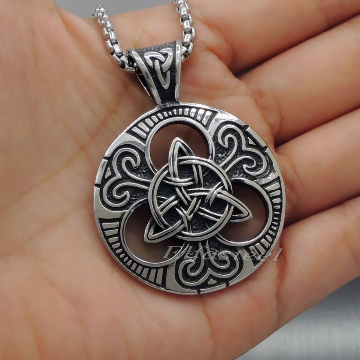 Men's Large Celtic knot Magic Both Sided Solid 316L Stainless Steel ...