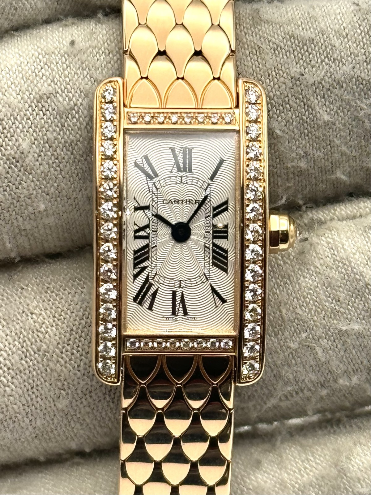 Cartier Tank American Diamond Bezel Rose Gold WB71001… - Gem