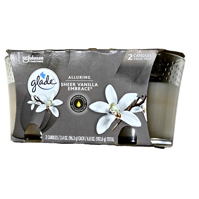 2 Pack Glade Candle Alluring Sheer Vanilla Embrace Essential Oil ...