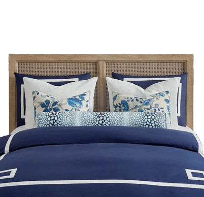 Noble Excellence Villa GREEK KEY Queen Duvet Cover & 2 Shams Navy White ...