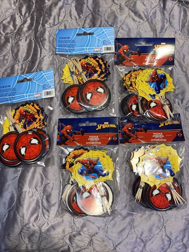 Marvel Spider-Man Picks For Cupcakes Topper 5pack 120pcs | eBay