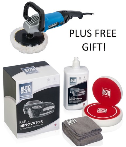 AUTOGLYM DRAPER Machine Rotary Polish RAPID RENOVATOR Kit Set Pad ...