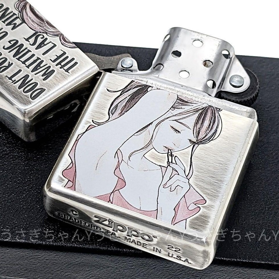 Zippo Moe Girl Sexy Women Silver Brass Etching Inkjet Printing Oil ...