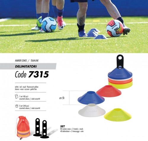 KIT 48 Cinesini Delimitatori SPORTIKA in 4 colori Conetti Slalom Coni ...